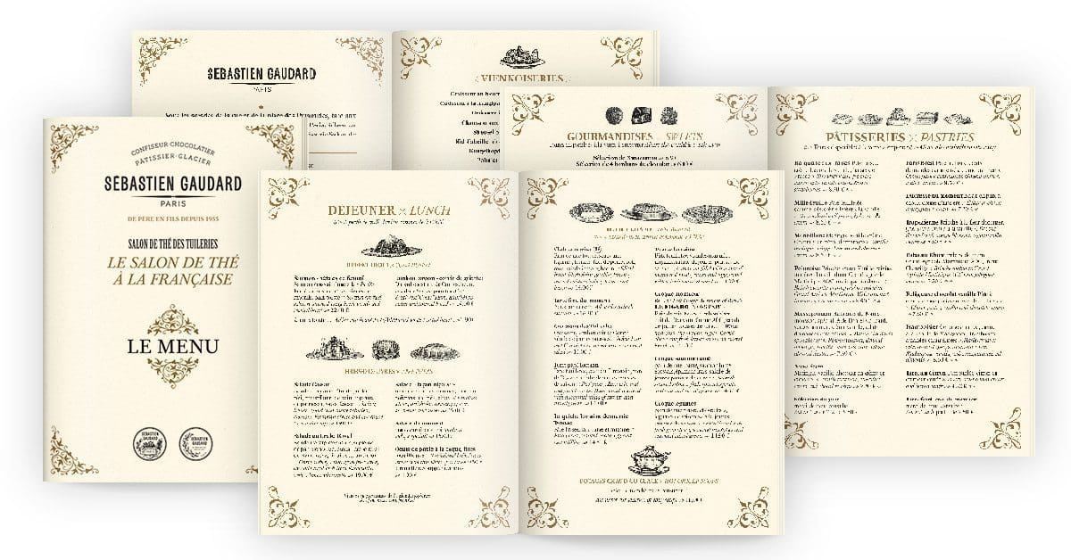 Menu raffiné pour le Salon des Tuileries de Sébastien Gaudard