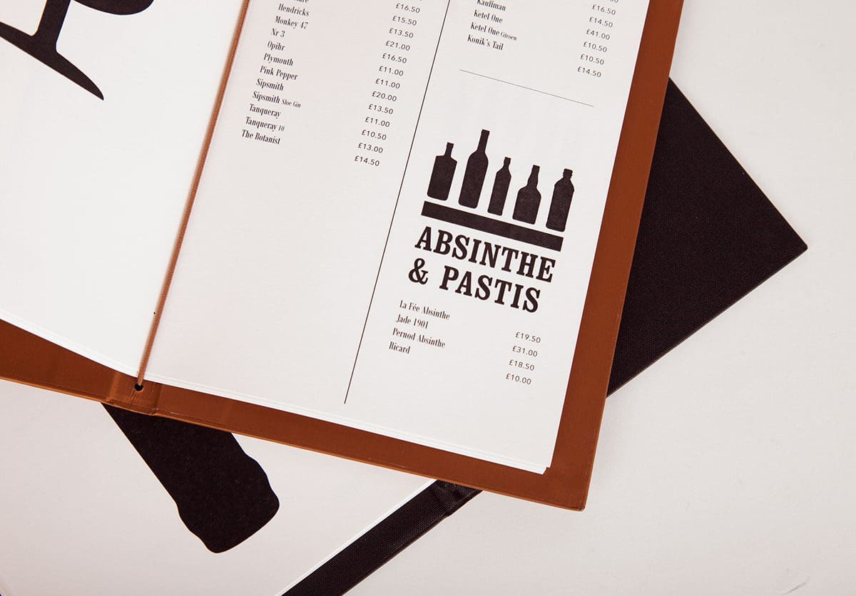 Cartes cocktails du Sketch, des menus d'envergure