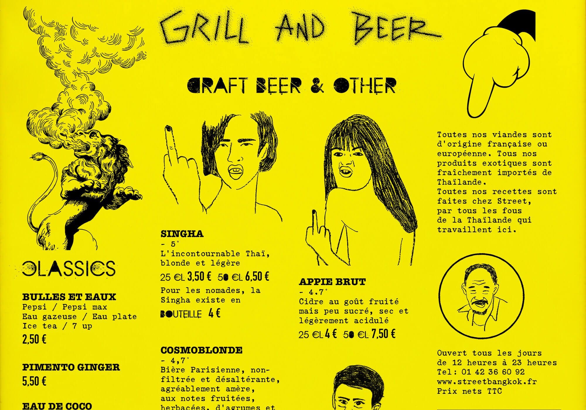 menu punk flashy trash empruntant les codes du fanzine pour street bkk