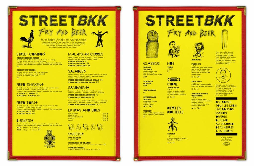 menu punk flashy trash empruntant les codes du fanzine pour street bkk