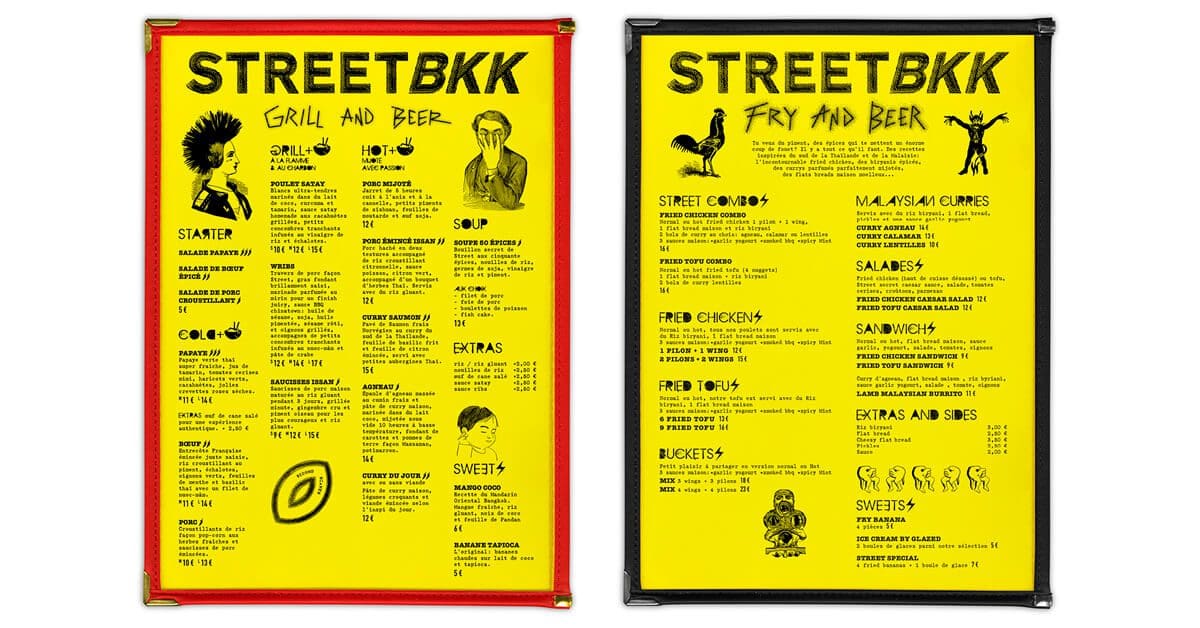 Menu Punk et Freaky pour Street Bangkok