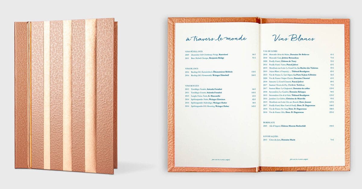 Pierre Gagnaire sublime la carte du Gaya d'un porte-menu couture
